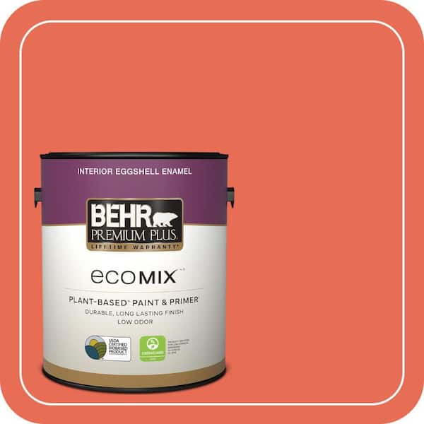 BEHR PREMIUM PLUS 1 gal. #190B-6 Wet Coral Eggshell Enamel EcoMix Plant ...
