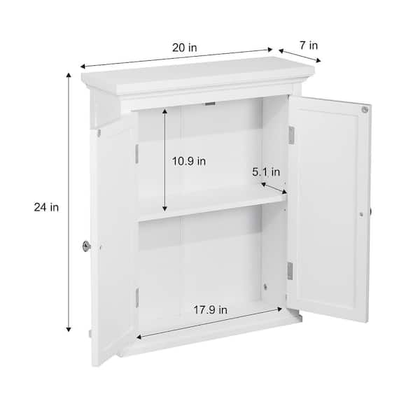 Teamson Home Glancy 7 in. D x 20 in. W x 24 in. H Bathroom Storage Wall Cabinet with 2 Shutter Doors in White HDT583 The Home Depot