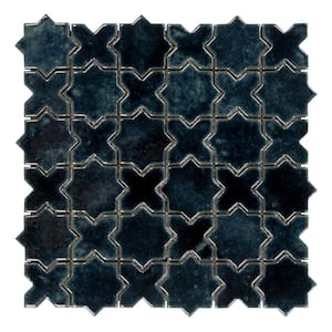 sunwings Star and Cross Green 12.2 in. x 12.2 in. Glossy Terracotta ...