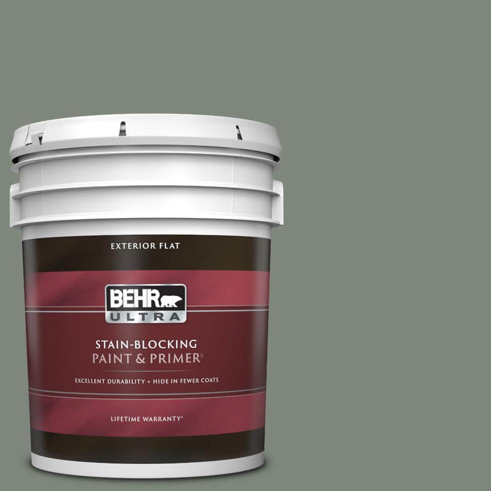 BEHR ULTRA 5 gal. #N410-5 Village Green Flat Exterior Paint & Primer ...