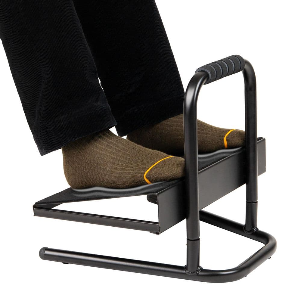 Mind Reader Black Adjustable Foot Stool Ergonomic Foot Rest Under Desk ...