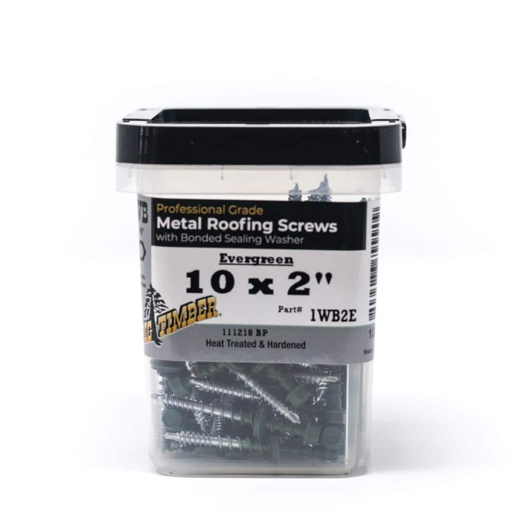 BIG TIMBER #10 x 1 in. White Hex Washer Head Metal to Wood Screw (100 ...