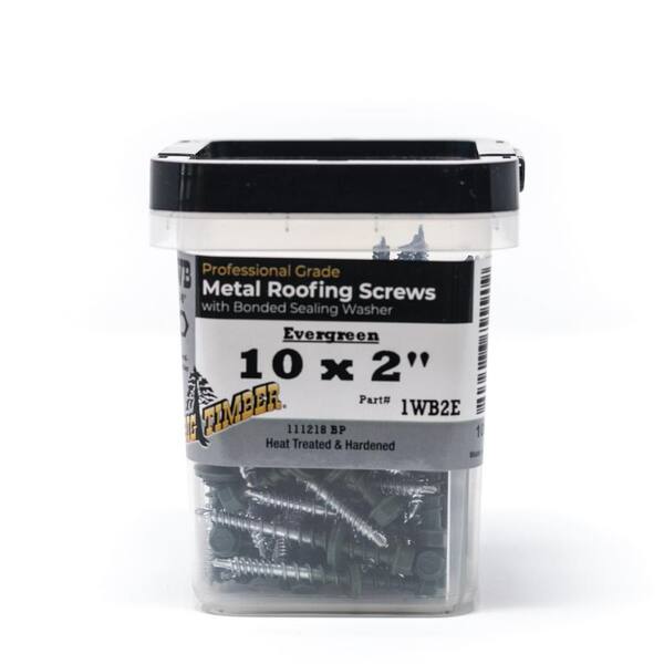BIG TIMBER #10 x 2 in. Evergreen Hex Washer Head Metal to Wood Screw ...