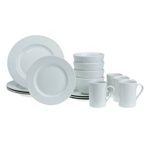 Tabletops Gallery 16-Piece Casual White Ceramic Dinnerware Set (Service ...
