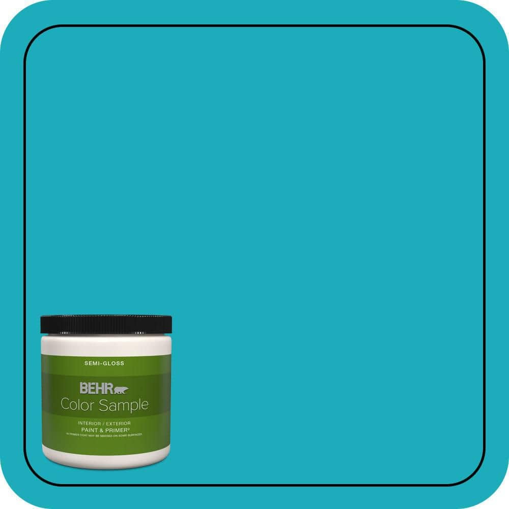 BEHR PREMIUM PLUS 8 oz. #P470-5 Placid Sea Semi-Gloss Interior/Exterior ...