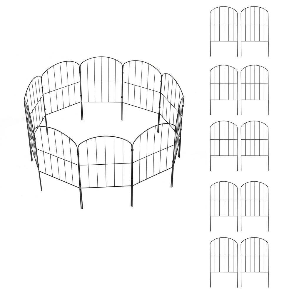 Oumilen 24 in. x 13 in., Folding Fence Lawn Patio Garden Fence, Arched ...
