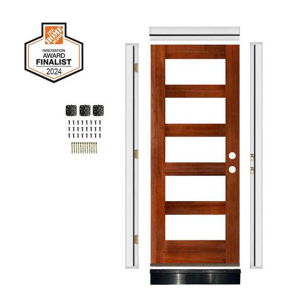 Krosswood Doors DIY 32 in. x 80 in. Hemlock LH 5-Lite Clear Glass Red ...