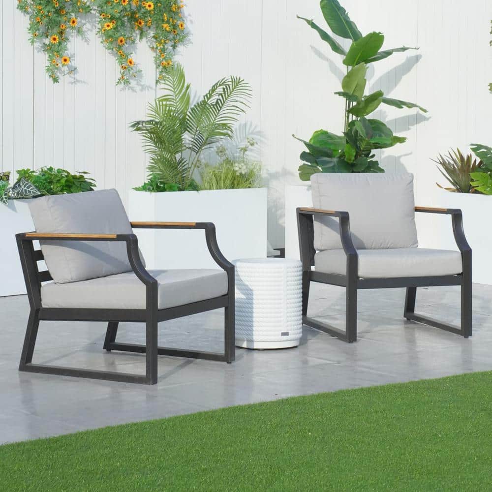 DIRECT WICKER Tiger 3-Piece Metal Round Outdoor Bistro Set with White ...