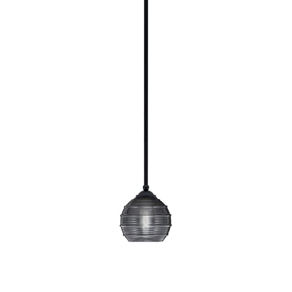 Clevelend 100-Watt 1-Light Black Pendant Mini Pendant Light with Smoke ...