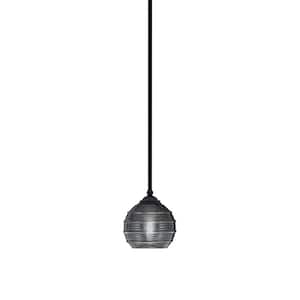 Clevelend 100-Watt 1-Light Black Pendant Mini Pendant Light with Smoke ...