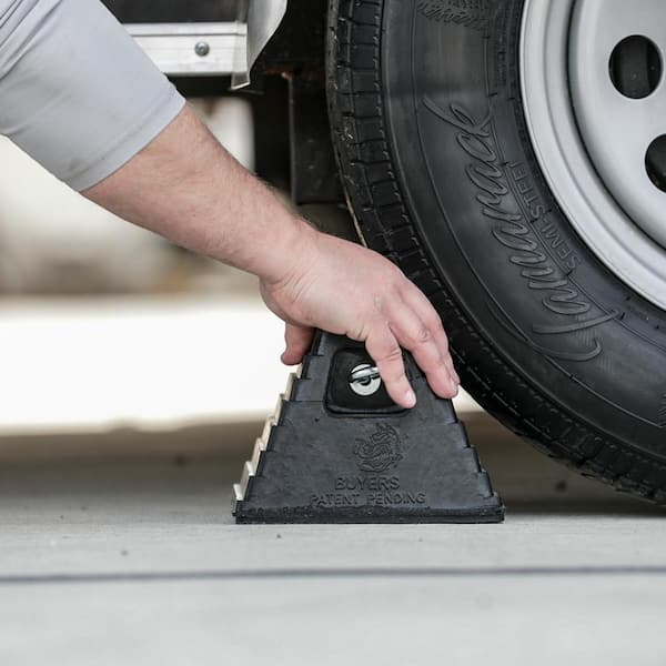 BUYERS PRODUCTS Rubber Wheel Chock with Chain Eye 3026984