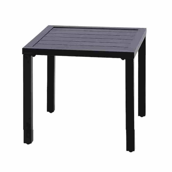 Sunocity 19 x 19 Inch Black Metal Patio Side Table with Adjustable Foot ...
