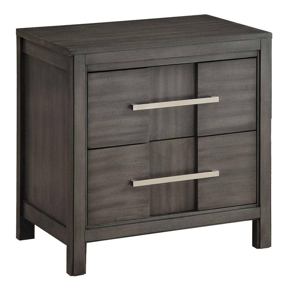 Benjara 2-Drawers Gray Night Stand (24 in. H x 23.62 in. W x 16 in. D ...