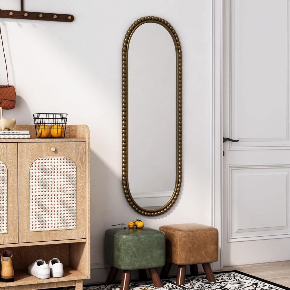 Seafuloy 16 in. W x 47 in. H Gold Arched Full Body Wall Mirror with ...