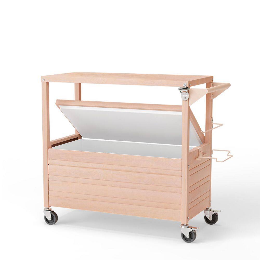 Karl home 80 qt. Pinkish Patio Rolling Cooler With Towel Rack and Waste ...