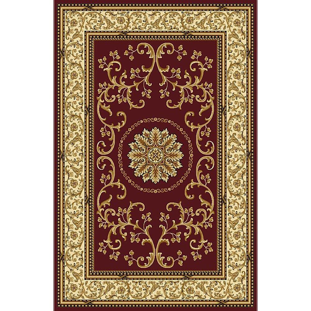 RADICI USA Noble Burgundy 8 ft. x 12 ft. Traditional Medallion Oriental ...
