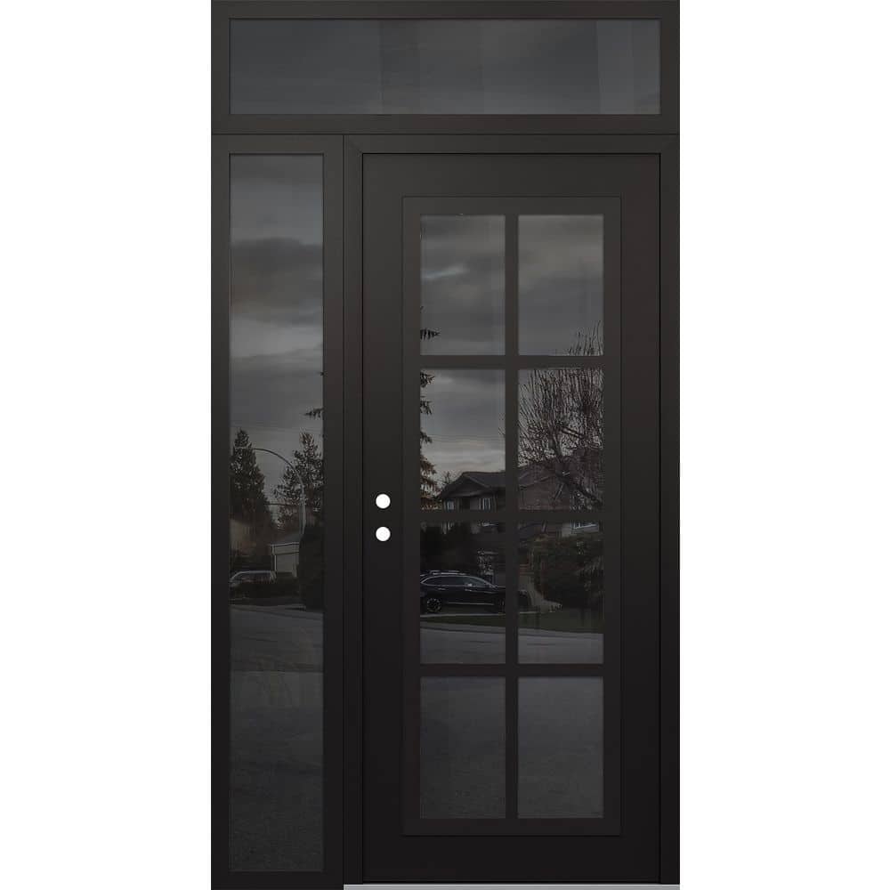 Tessari Doors C16 50 in. x 96 in. Black P Right-Hand/Inswing Mirrored ...