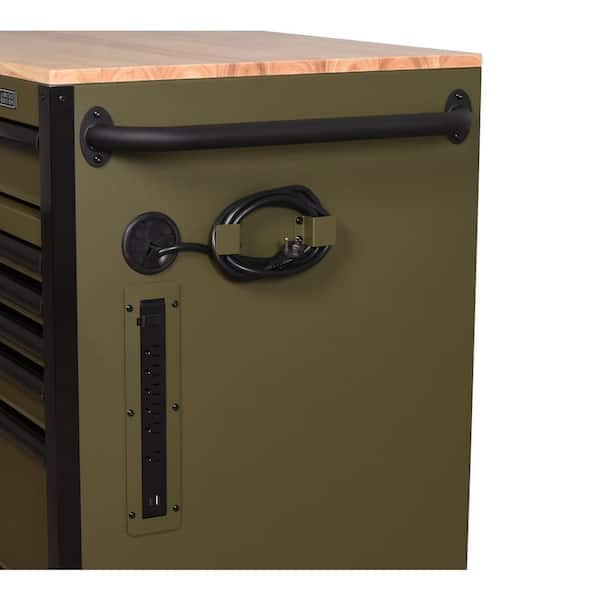 Husky Limited Edition 52 in. x 24.5 in. D 10-Drawer Army Green Mobile ...
