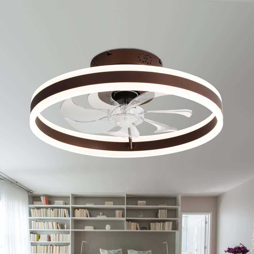 Bella Depot Nimbella 19 in. Smart Indoor Brown Modern Ceiling Fan with ...