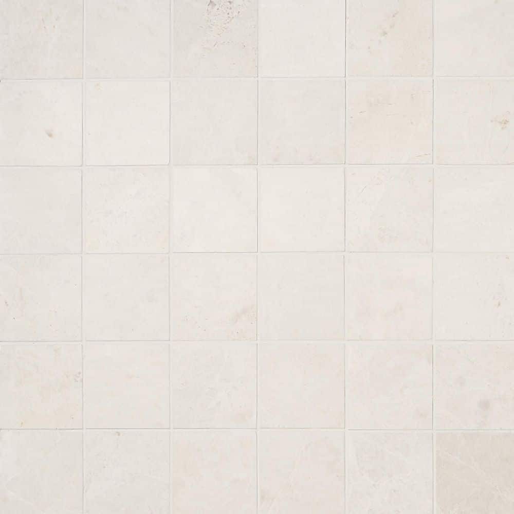 Ivy Hill Tile Vanilla Warm White 3 in. x 3 in. Square Honed Marble ...