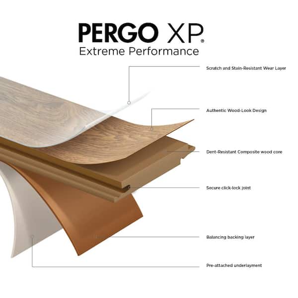 Pergo XP Haley Oak 10 mm T x 7.4 in. W Water Resistant Laminate Wood ...