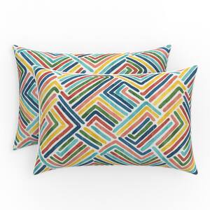 Pillow Perfect Geometric 24.5 in W x 5 in H Outdoor Lumbar Throw ...