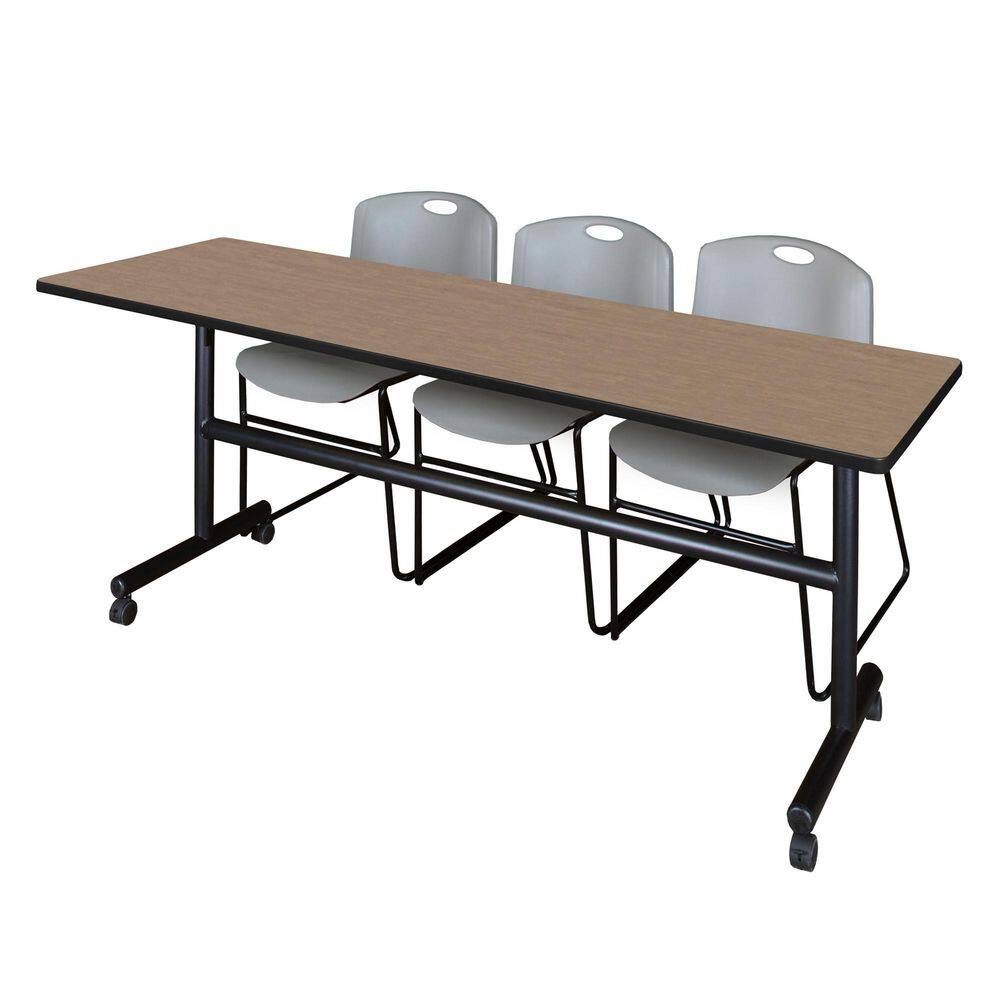 Regency Kobe 84 in x 24 in. Noble Oak Flip-Top Training Nesting Table ...