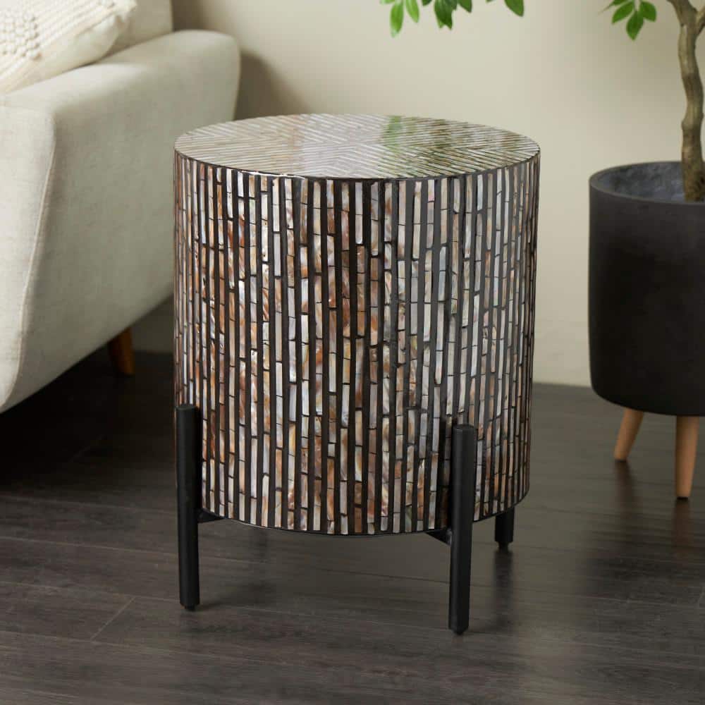Litton Lane 22 in. Mother of Pearl Shell Round Handmade Inlay Coffee ...