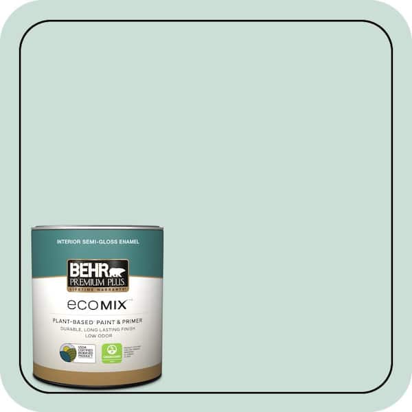 BEHR PREMIUM PLUS 1 qt. #M430-2 Ice Rink Semi-Gloss Enamel EcoMix Plant ...