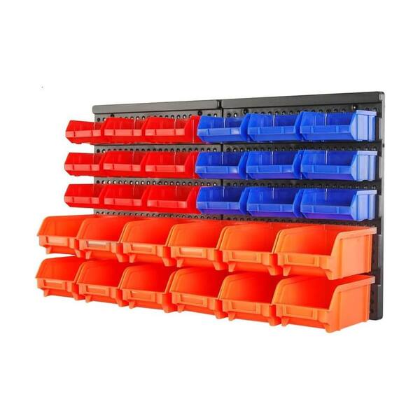 YICHUHAOXI Wall Mounted Storage Bins 25.5 in. Blue Orange Red Plastic ...