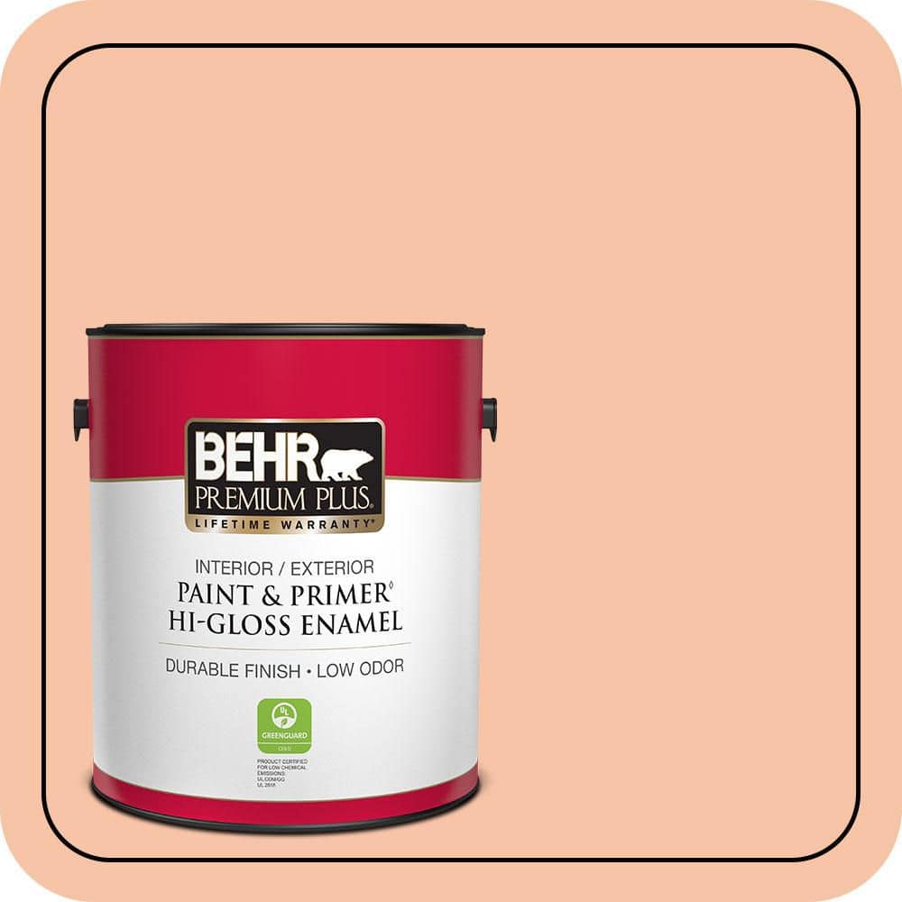 BEHR PREMIUM PLUS 1 gal. #240C-3 Peach Damask Hi-Gloss Enamel Interior ...