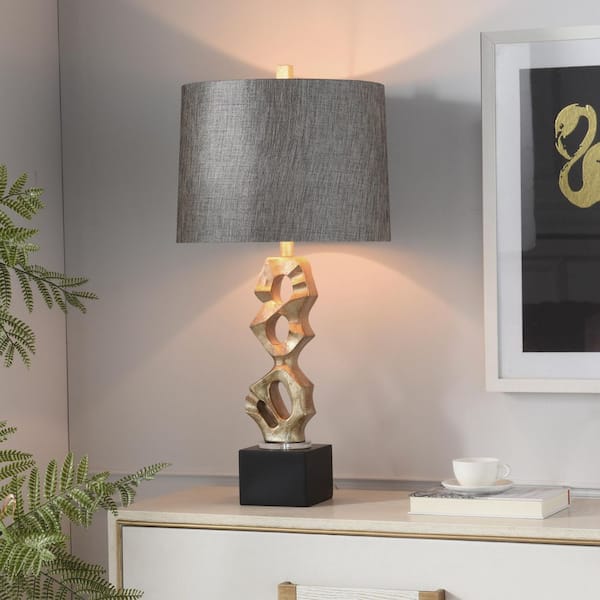 StyleCraft 32.25 in. Gold Modern Bedside Table Lamp for Living Room ...