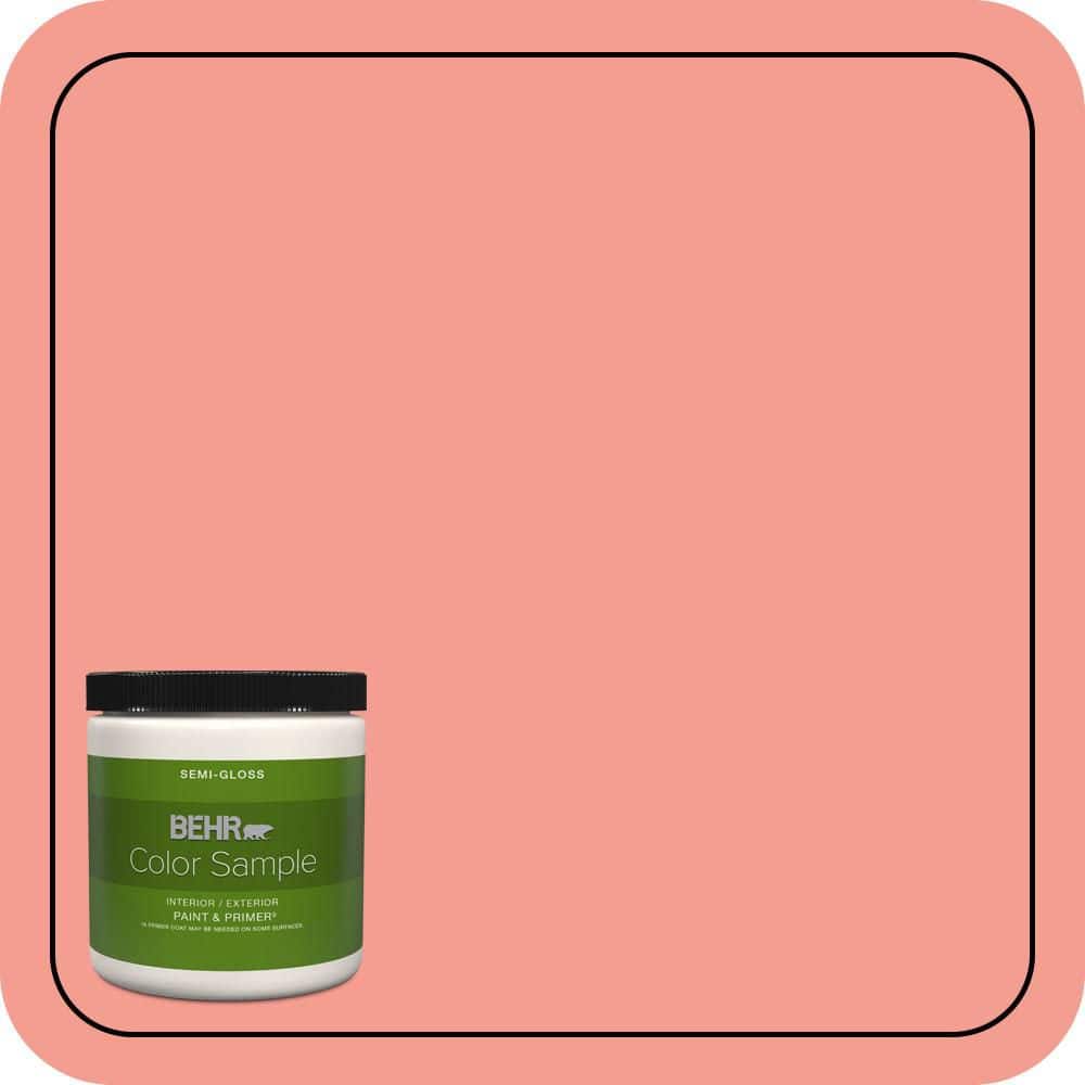 BEHR PREMIUM PLUS 8 oz. #170B-4 Cool Melon Semi-Gloss Interior/Exterior ...