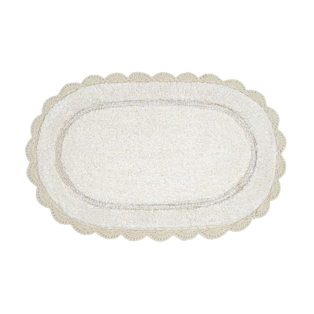 Laura Ashley Eloise Crochet Border 21in. x 34in. Beige Solid Cotton ...