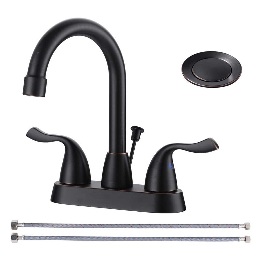 VEVETTA Modern Double Handle 4 in. Centerset Bathroom Faucet with Lift ...