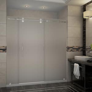 Aston Langham 56 in. to 60 in. x 75 in. Completely Frameless Sliding Shower Door with Frosted ...