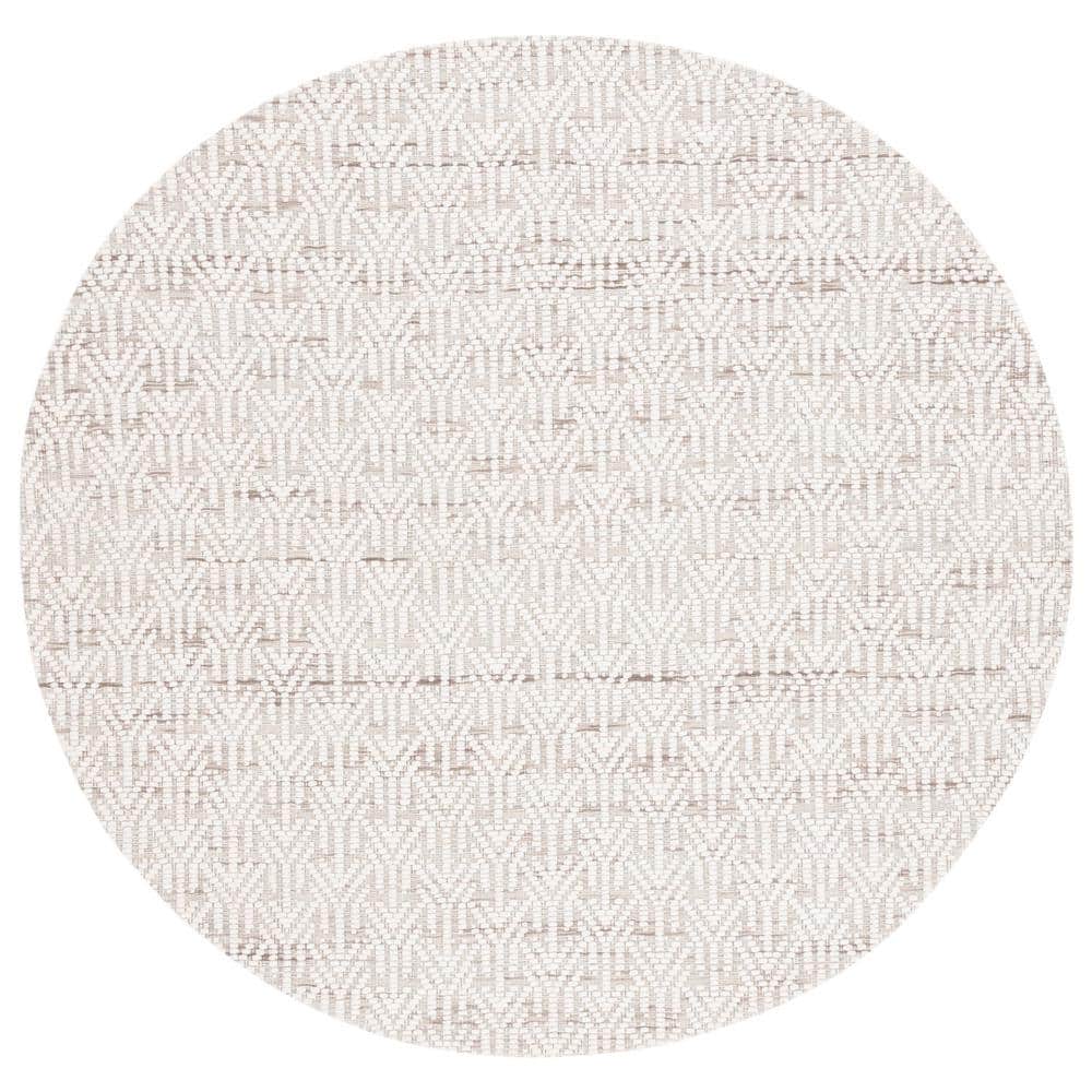 SAFAVIEH Marbella Collection Ivory Beige 6 ft. X 6 ft. Border Striped ...