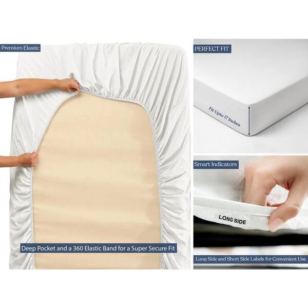Delara 1 Piece White Solid 100 Organic Cotton Twin 39 in. x 75 in. Smooth and Breathable Super Soft Fitted Sheet DELSATFTSTWIN WHTE The Home Depot