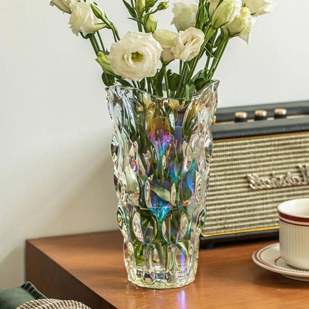 9.4 in. Multi-Colored Thickened Glass Decorative Vases for Flowers ...