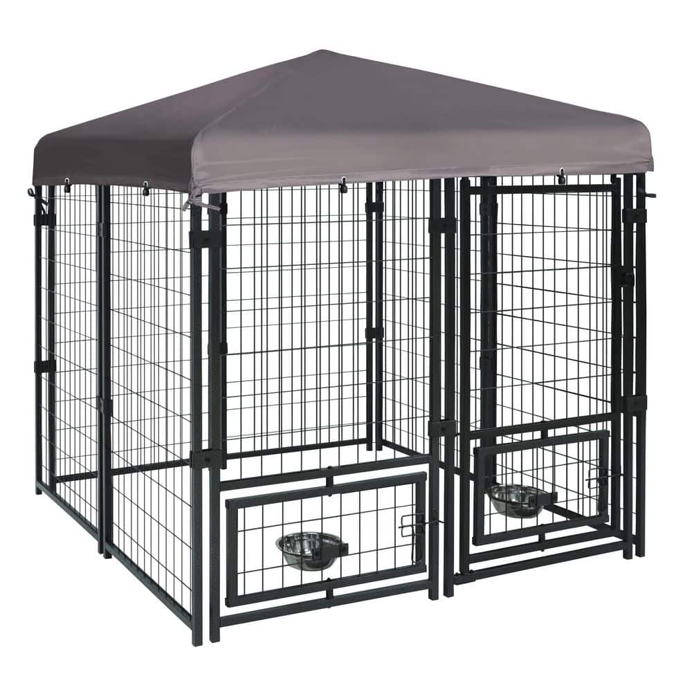 VEIKOUS 4.5 ft. x 4.5 ft. Dog Kennel Outdoor Dog Enclosure with ...
