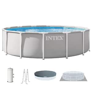 Intex Prism Frame 15 ft. x 42 in. Premium Round Above Ground Pool Set ...