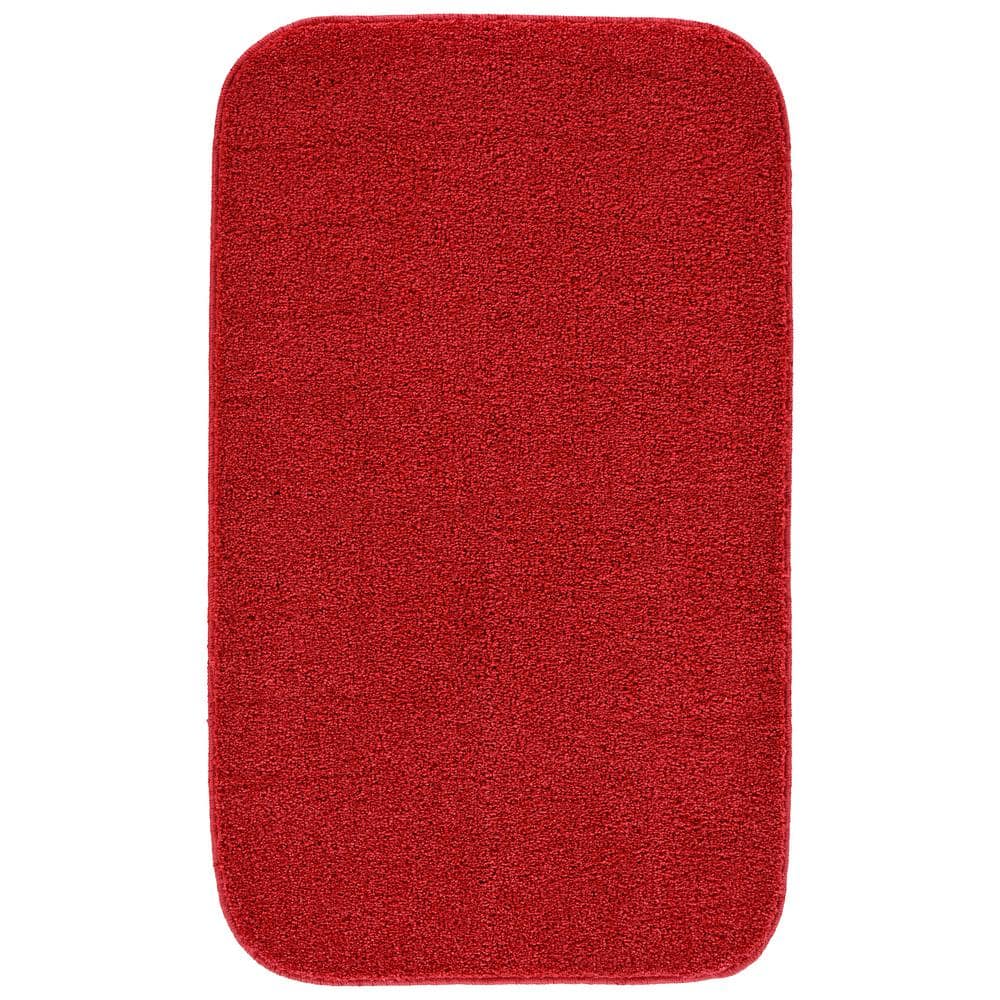 Garland Rug Gramercy 24 in. x 40 in. Classic Red Solid Color Plush ...