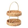 HOUSEHOLD ESSENTIALS 2-Tier Round Natural Water Hyacinth Decorative ...