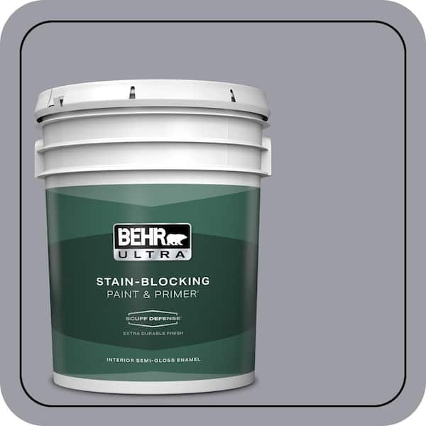 BEHR ULTRA 5 gal. #BNC-09 Heather Gray Extra Durable Semi-Gloss Enamel ...