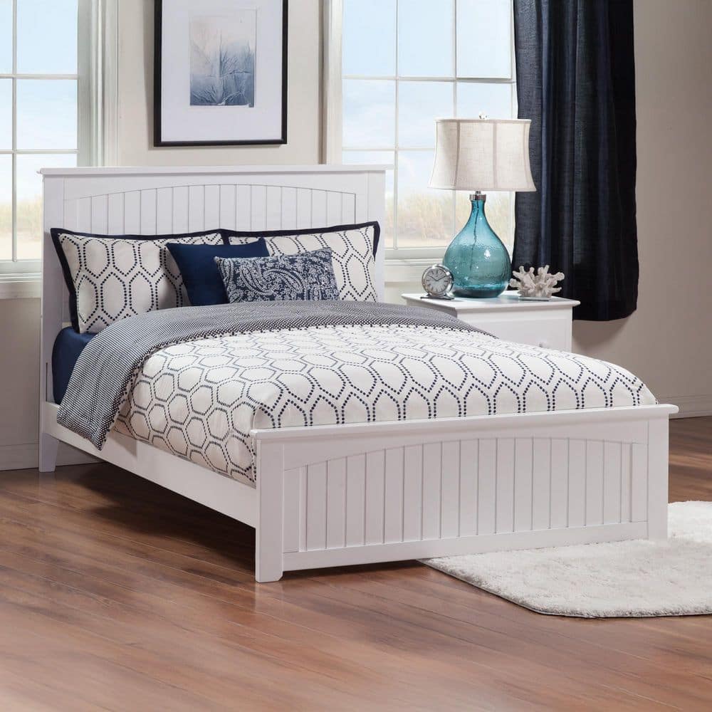 AFI Nantucket White Solid Wood Frame Queen Platform Bed with Matching ...