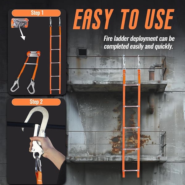 Escape Ladder 15-Foot Fire - 2 Story Emergency Safety Ladder With Anti ...