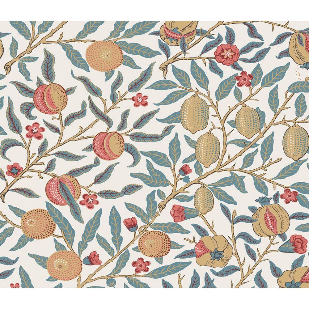 NextWall 31.35 sq. ft. Moonstone Blue and Light Ochre Pomegranate Vinyl ...