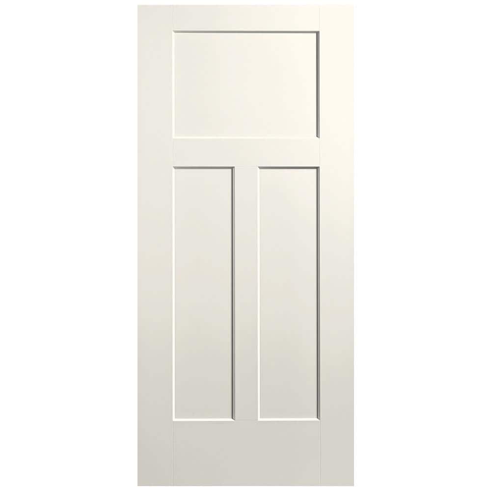 Masonite 36 in. x 80 in. 3-Panel Winslow Single Bore Hollow Core Ivory ...