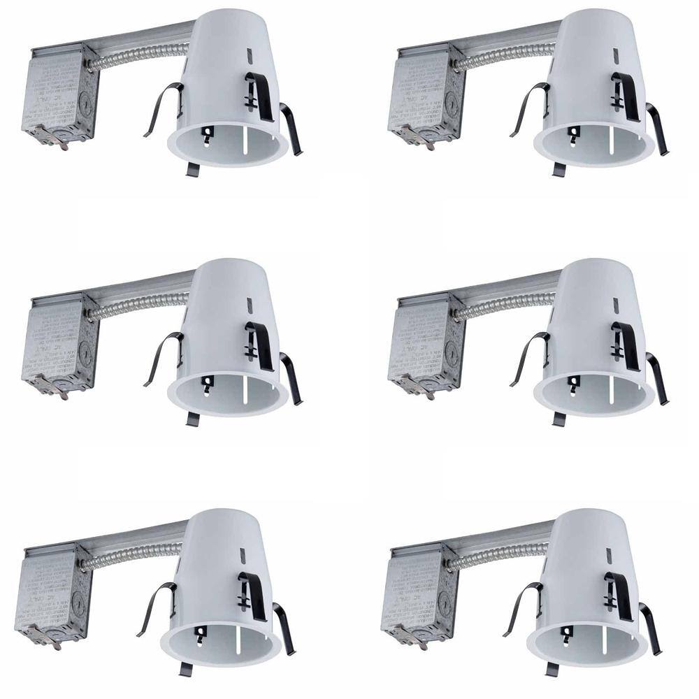 Commercial Electric 4 in. White Remodel Non-IC Recessed Housing (6-Pack ...