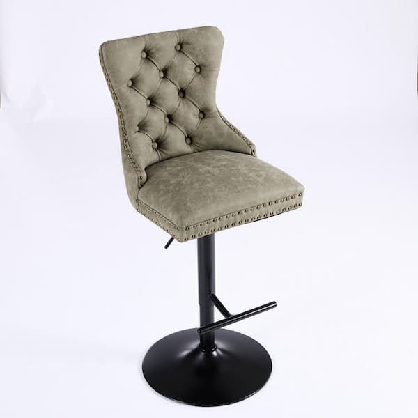 Boyel Living 49.9 in. H Olive Green Wood Bar Stool with PU Leather ...